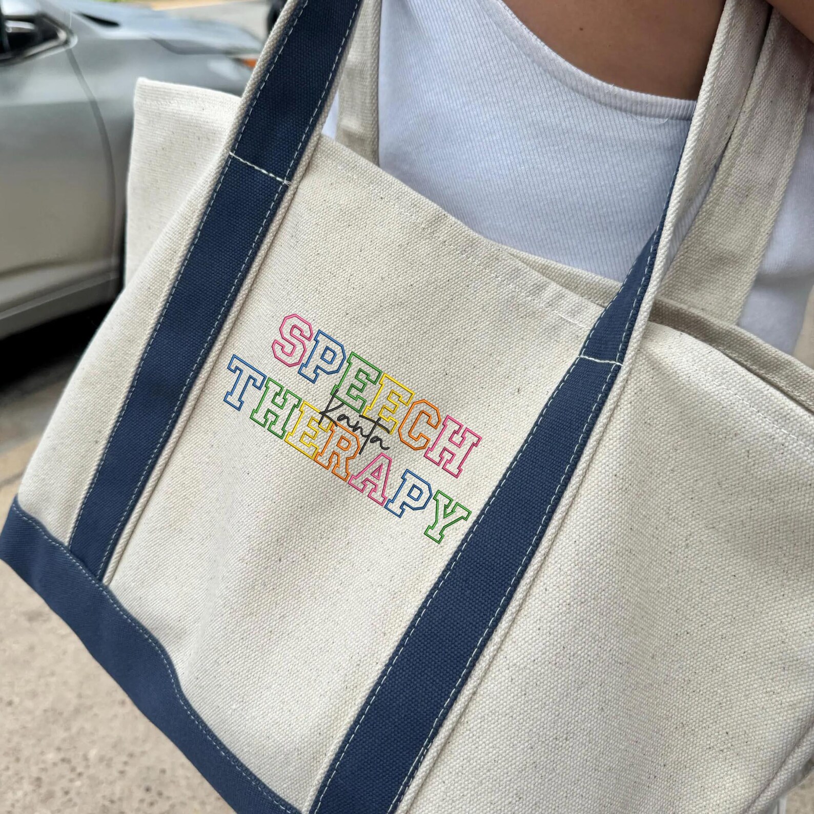Speech Therapy Embroidered Tote Bag, Speech Therapist Gift, SLP Custom ...