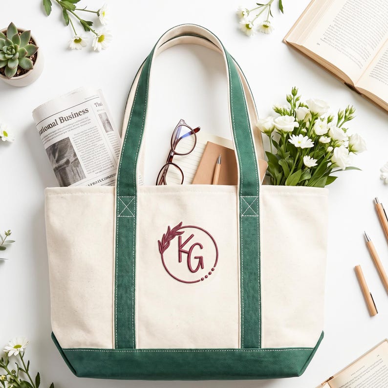 Custom Embroidered Canvas Tote Bag, Company Logo, Personalized Text - Etsy