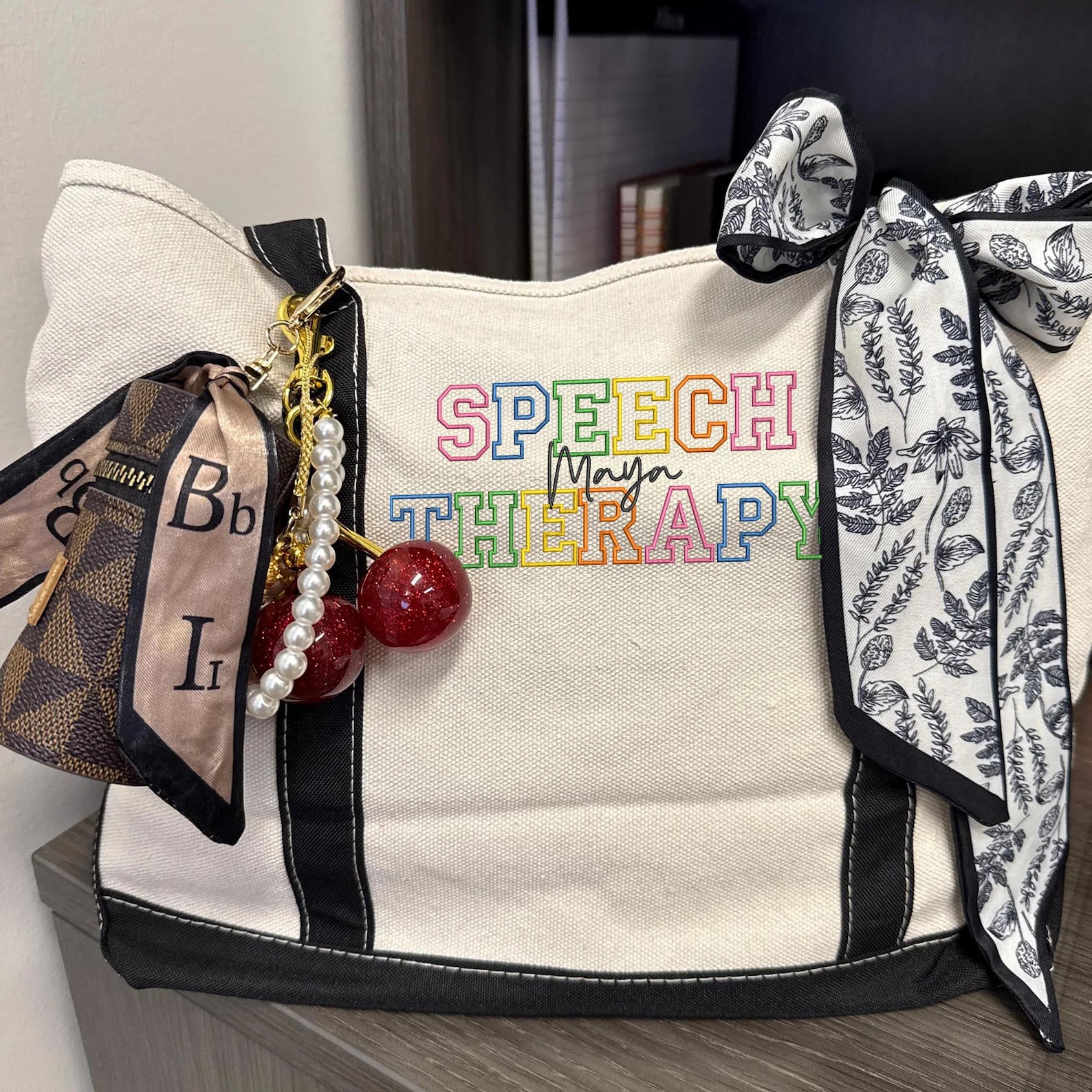 Speech Therapy Embroidered Tote Bag, Speech Therapist Gift, SLP Custom ...