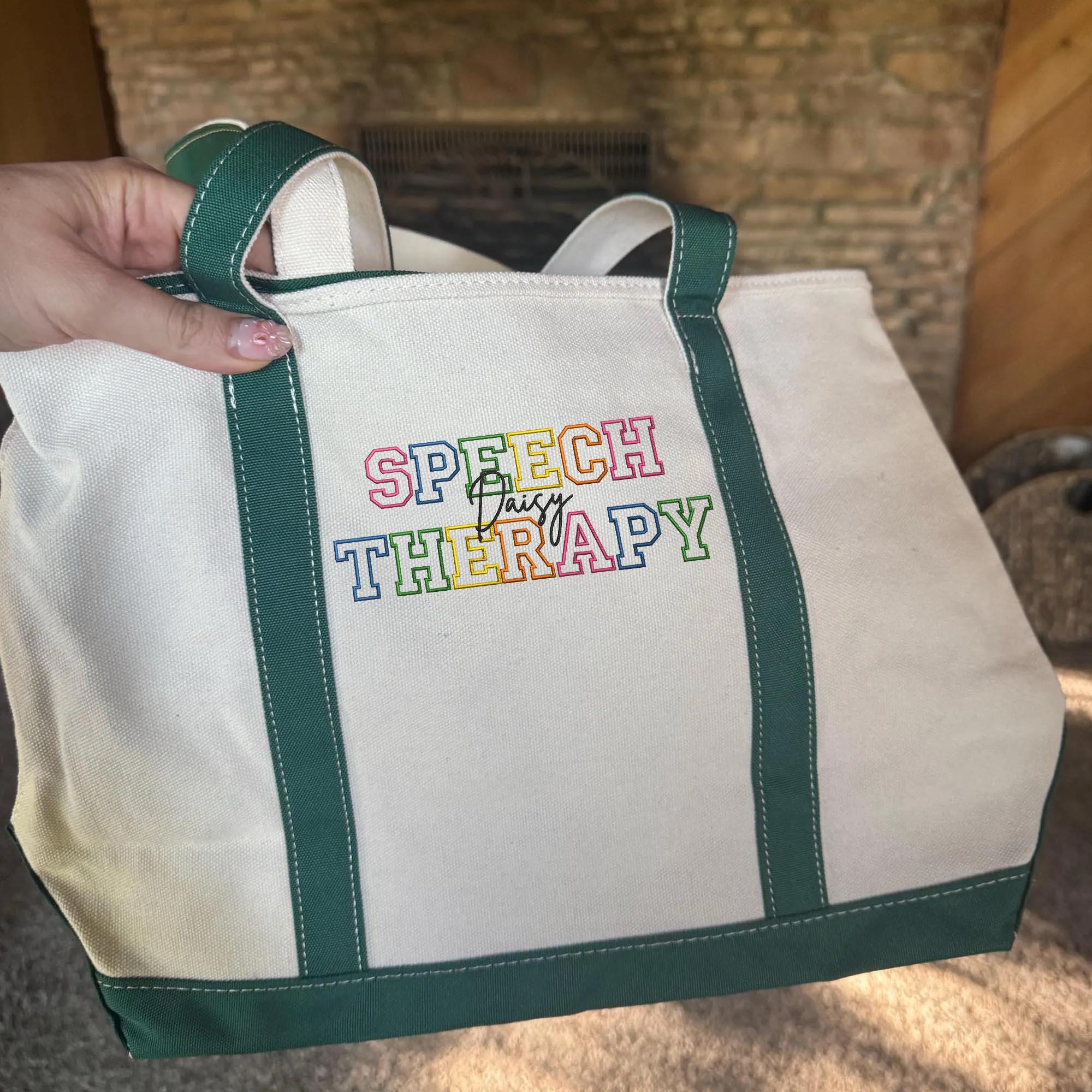 Speech Therapy Embroidered Tote Bag, Speech Therapist Gift, SLP Custom ...