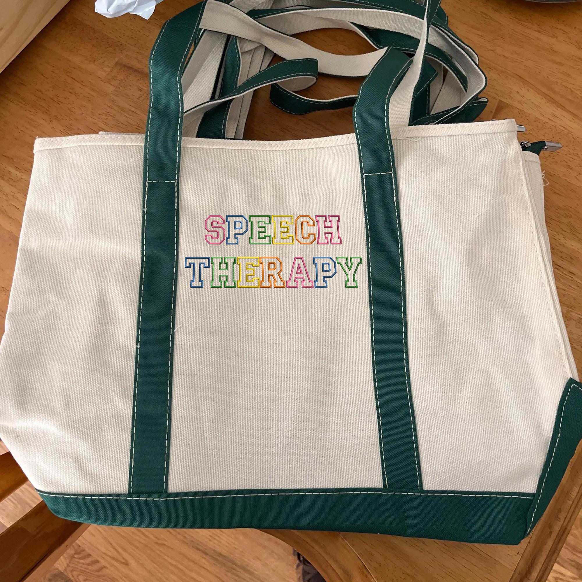 Speech Therapy Embroidered Tote Bag, Speech Therapist Gift, SLP Custom ...