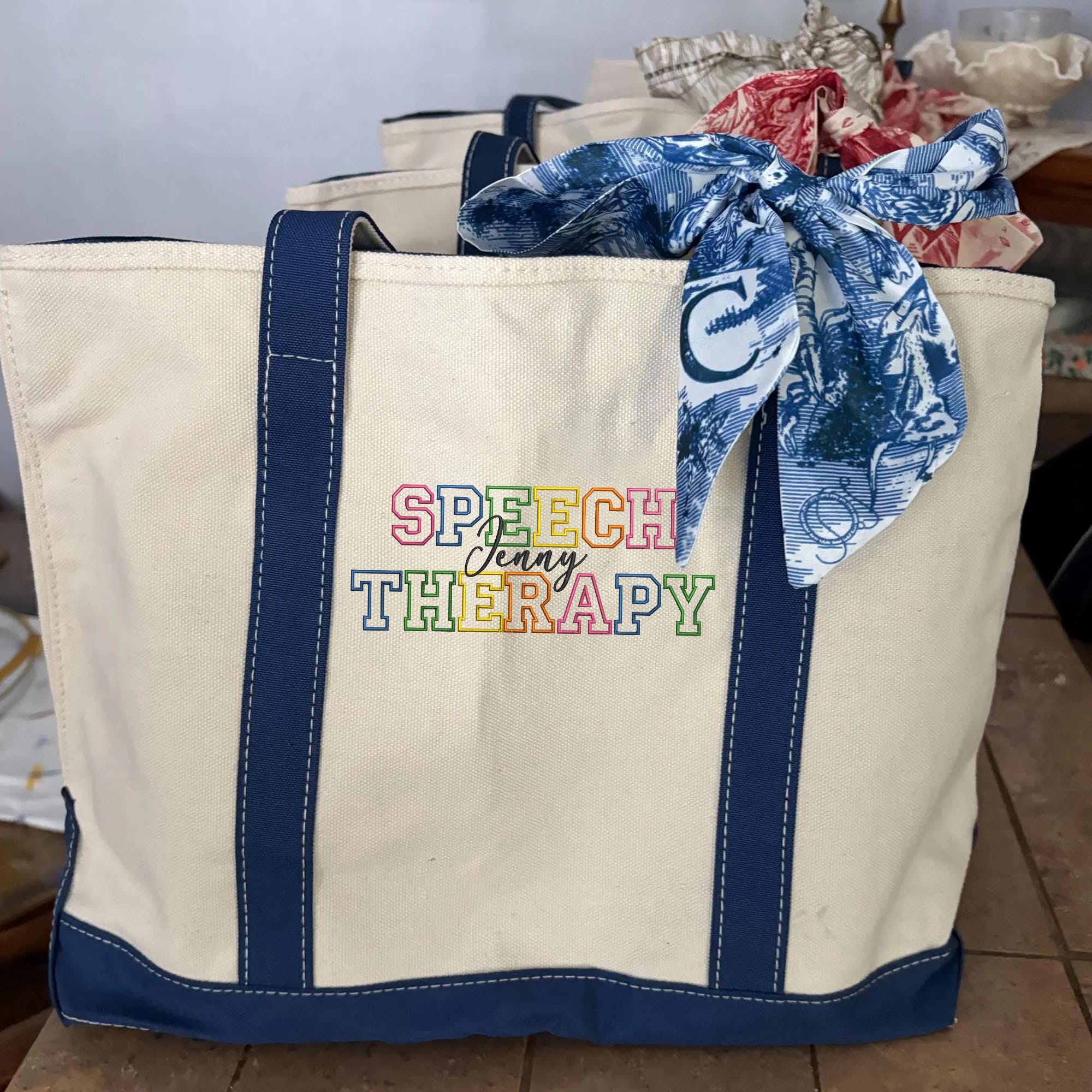 Speech Therapy Embroidered Tote Bag, Speech Therapist Gift, SLP Custom ...