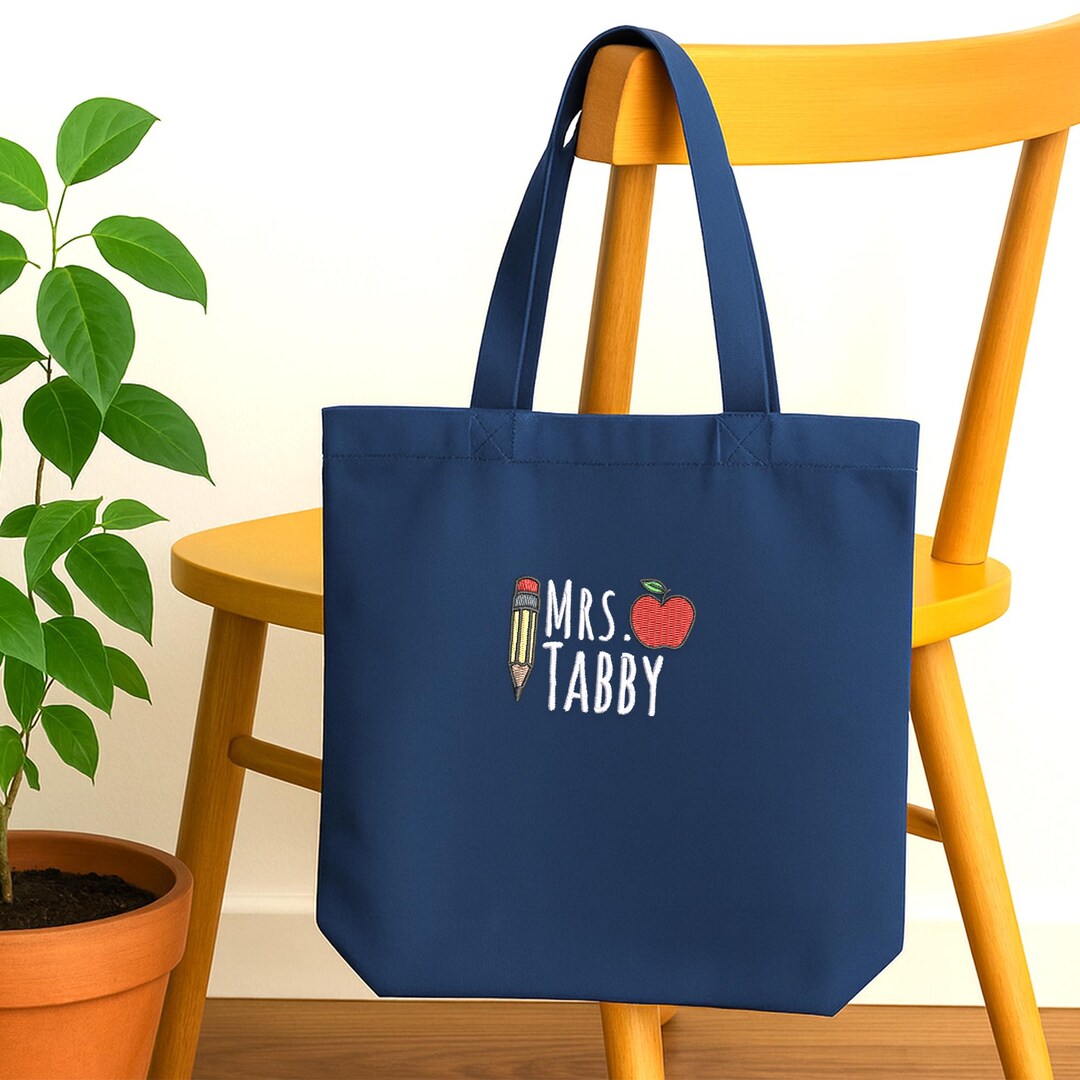 Personalized Teacher Tote Bag| Custom Embroidered School Supplies and ...