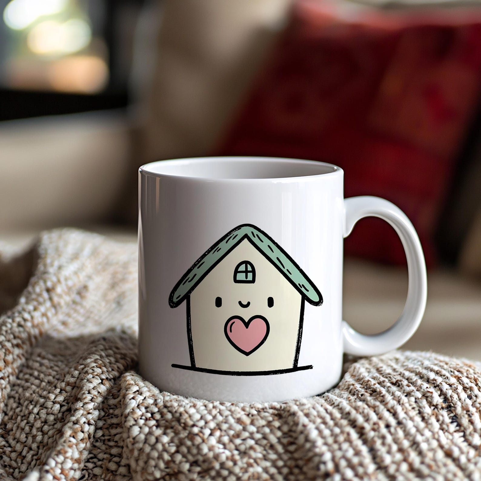 Cute Happy House Clipart Design | Whimsical Heart Home Digital Download ...