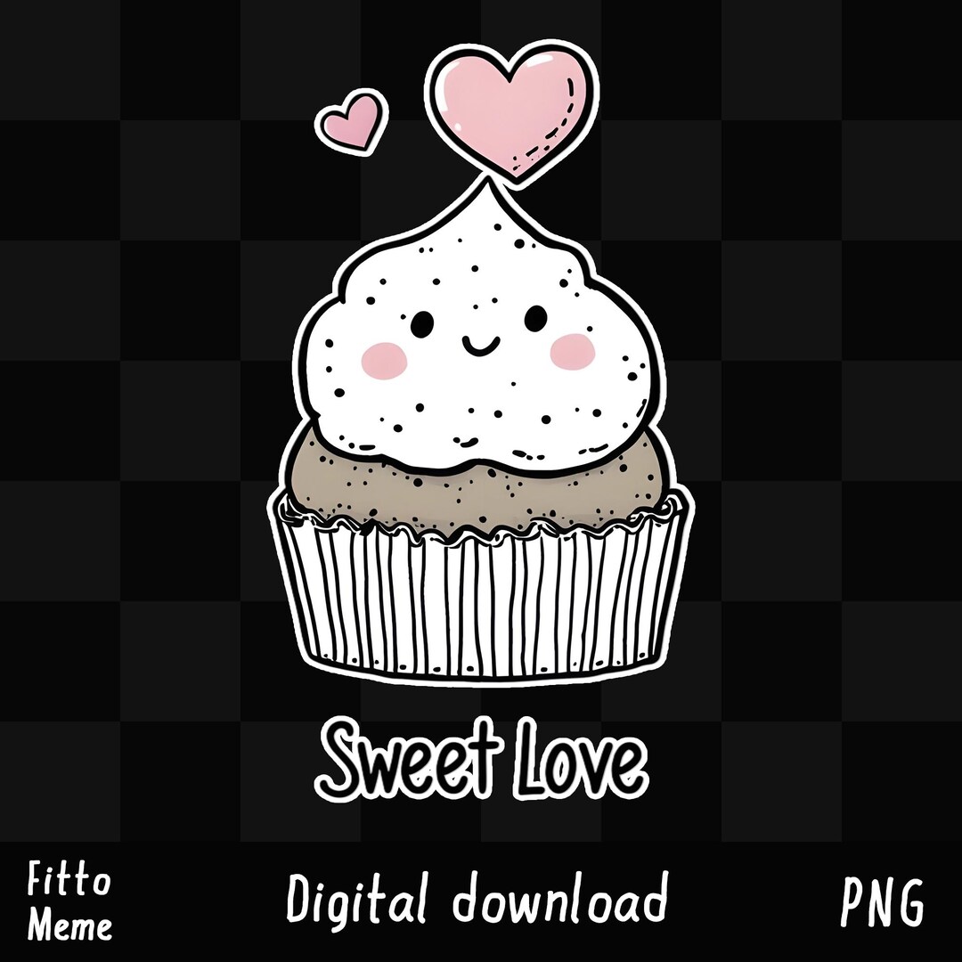 Sweet Love Cupcake Clipart – Cute Digital Download for T-shirts ...