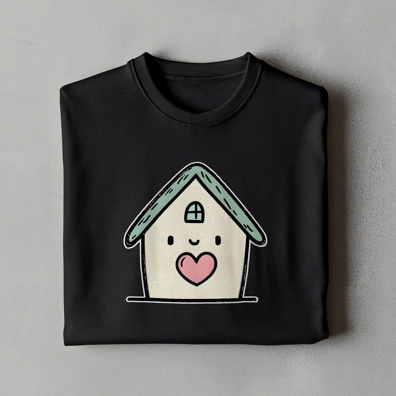 Cute Happy House Clipart Design | Whimsical Heart Home Digital Download ...