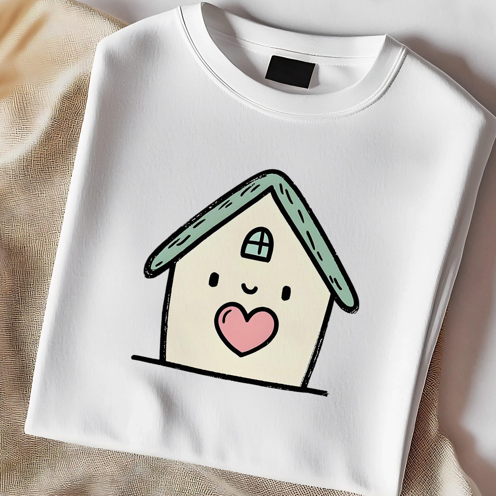 Cute Happy House Clipart Design | Whimsical Heart Home Digital Download ...