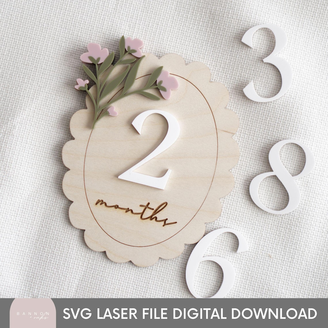 Floral Baby Monthly Milestone Sign SVG, Laser Cutting File, Flower Baby ...