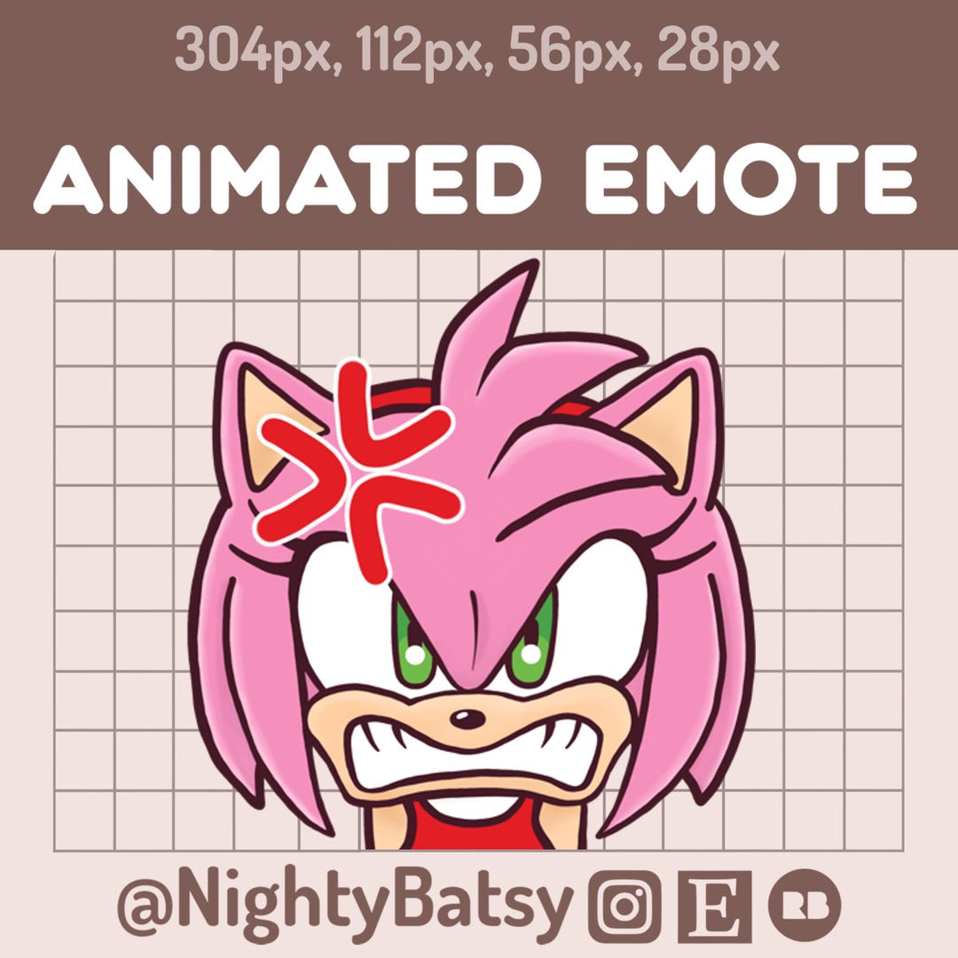 Animated Emote Angry Amy Rose for Twitch & Discord Sonic the Hedgehog ...