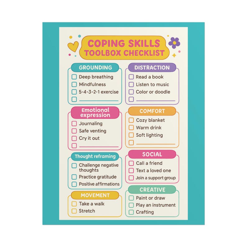 Coping Skills Toolbox Checklist in Rolled Posters - Etsy