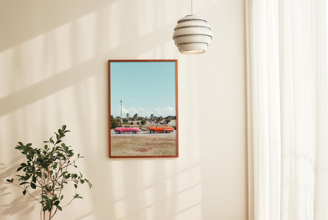 Vintage Cars in Cuba - Fine Art Print | Bright Colour Wall Art | Pink ...