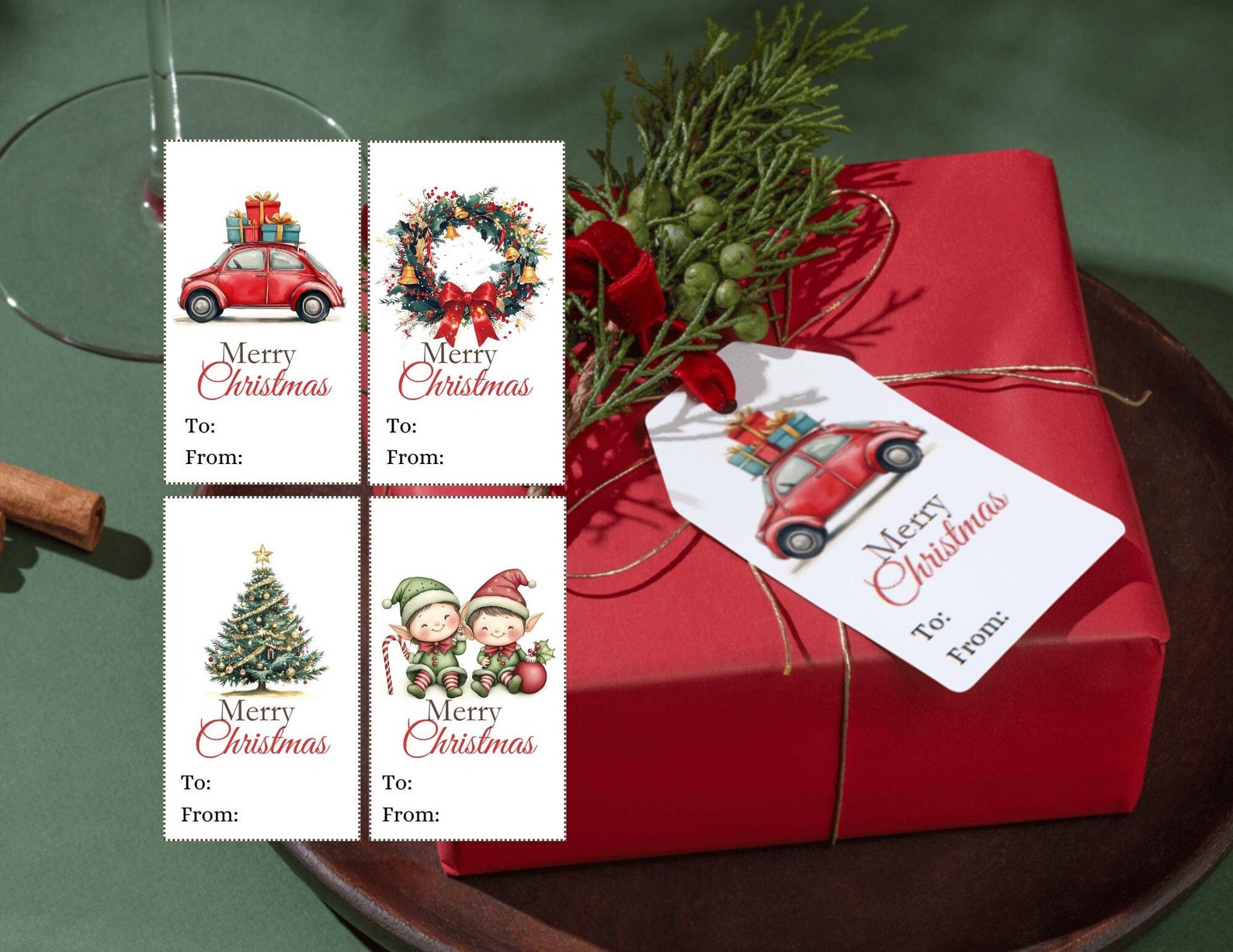 Printable Christmas Gift Tags Merry Christmas Tags Holiday Gift Tag Set Editable Christmas Gift ...