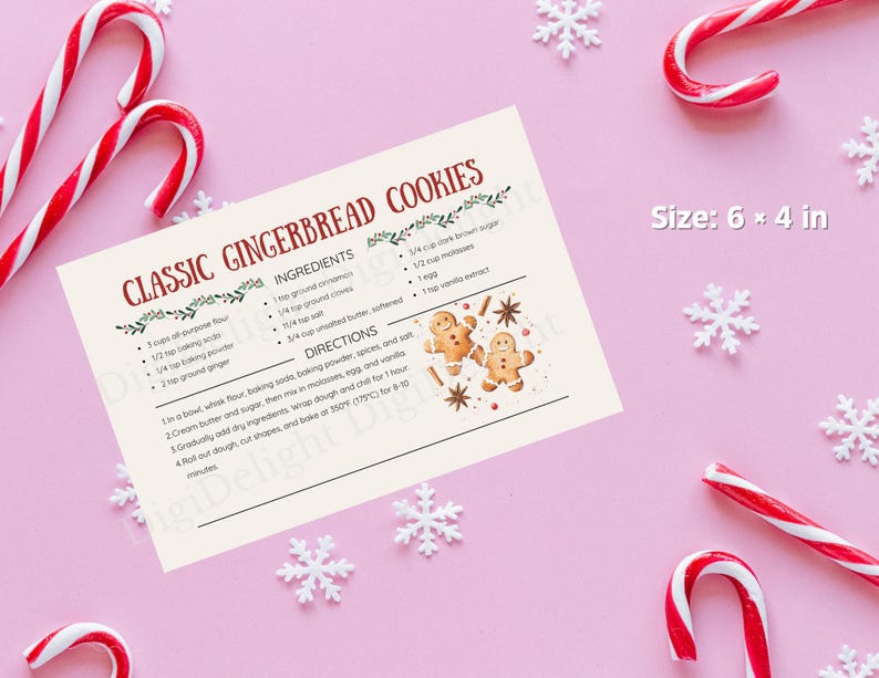 Printable Holiday Recipe Cards Christmas Recipe Card Set Festive ...