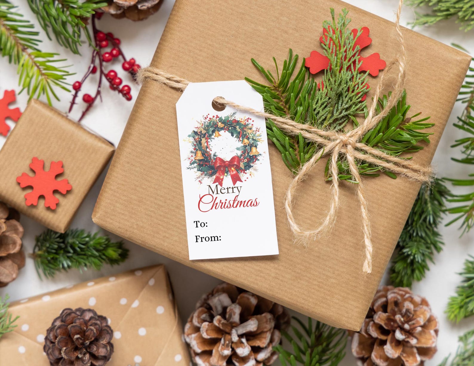 Printable Christmas Gift Tags Merry Christmas Tags Holiday Gift Tag Set ...