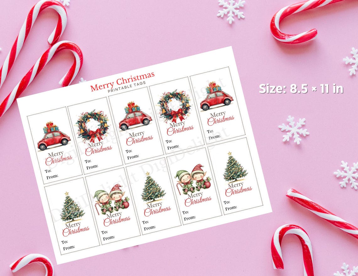 Printable Christmas Gift Tags Merry Christmas Tags Holiday Gift Tag Set Editable Christmas Gift ...