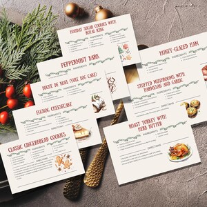 Printable Holiday Recipe Cards Christmas Recipe Card Set Festive ...