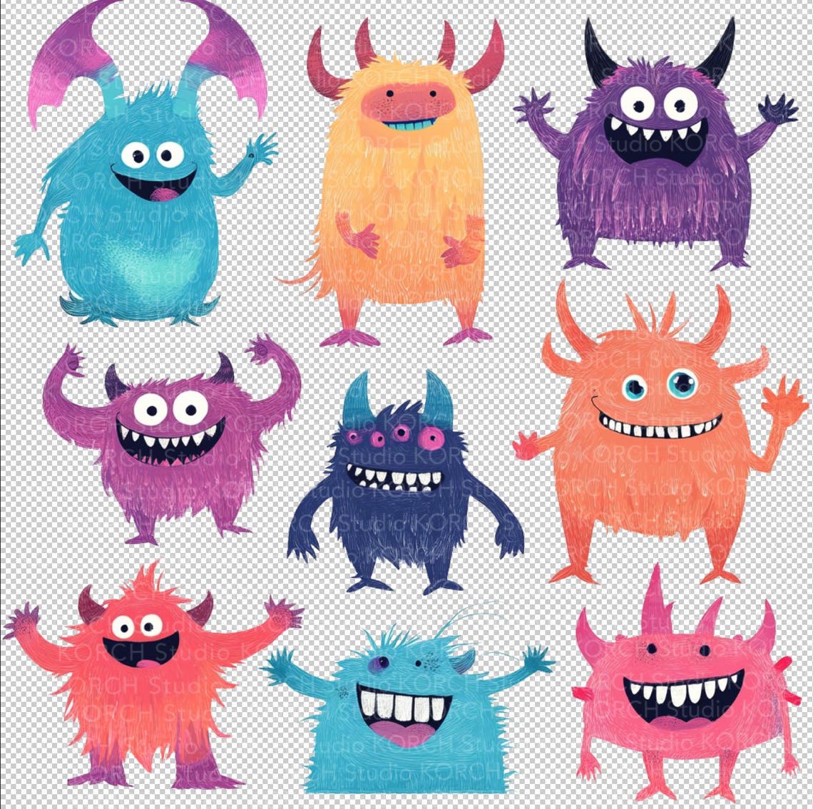 41 PNG Kids Monster Design, Whimsical Monsters Clipart, Cute Monster ...