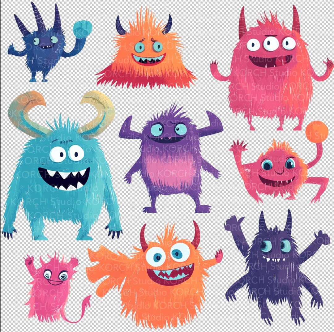 41 PNG Kids Monster Design, Whimsical Monsters Clipart, Cute Monster ...