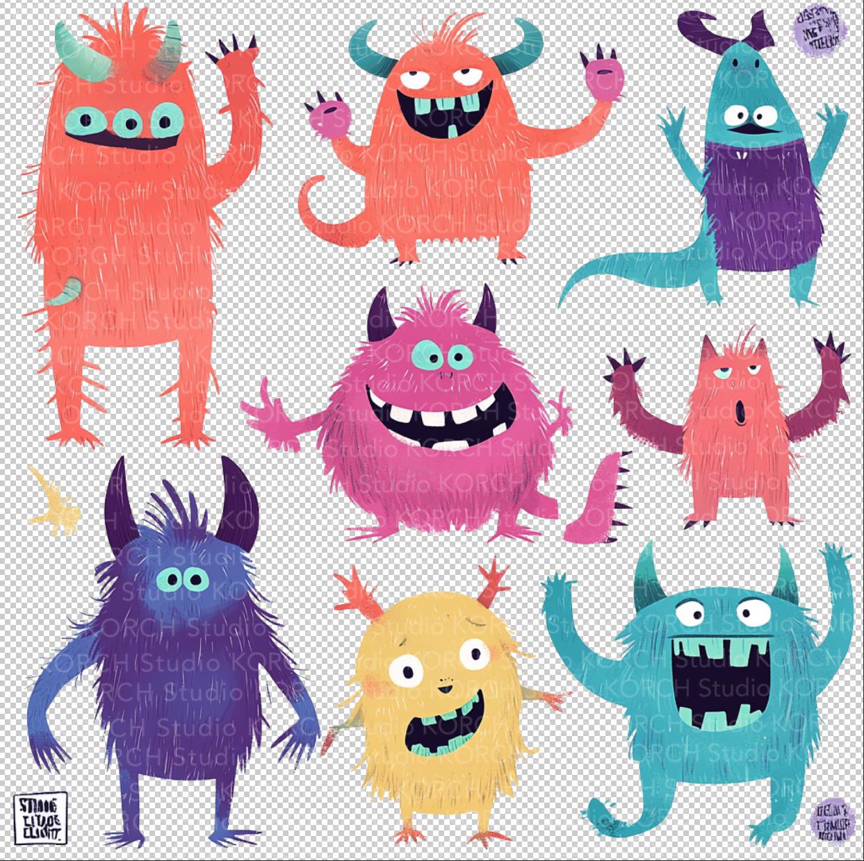 41 PNG Kids Monster Design, Whimsical Monsters Clipart, Cute Monster ...