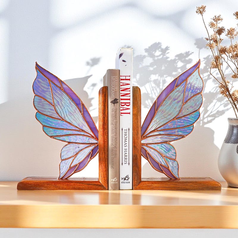 Glass Wing Bookends - Etsy