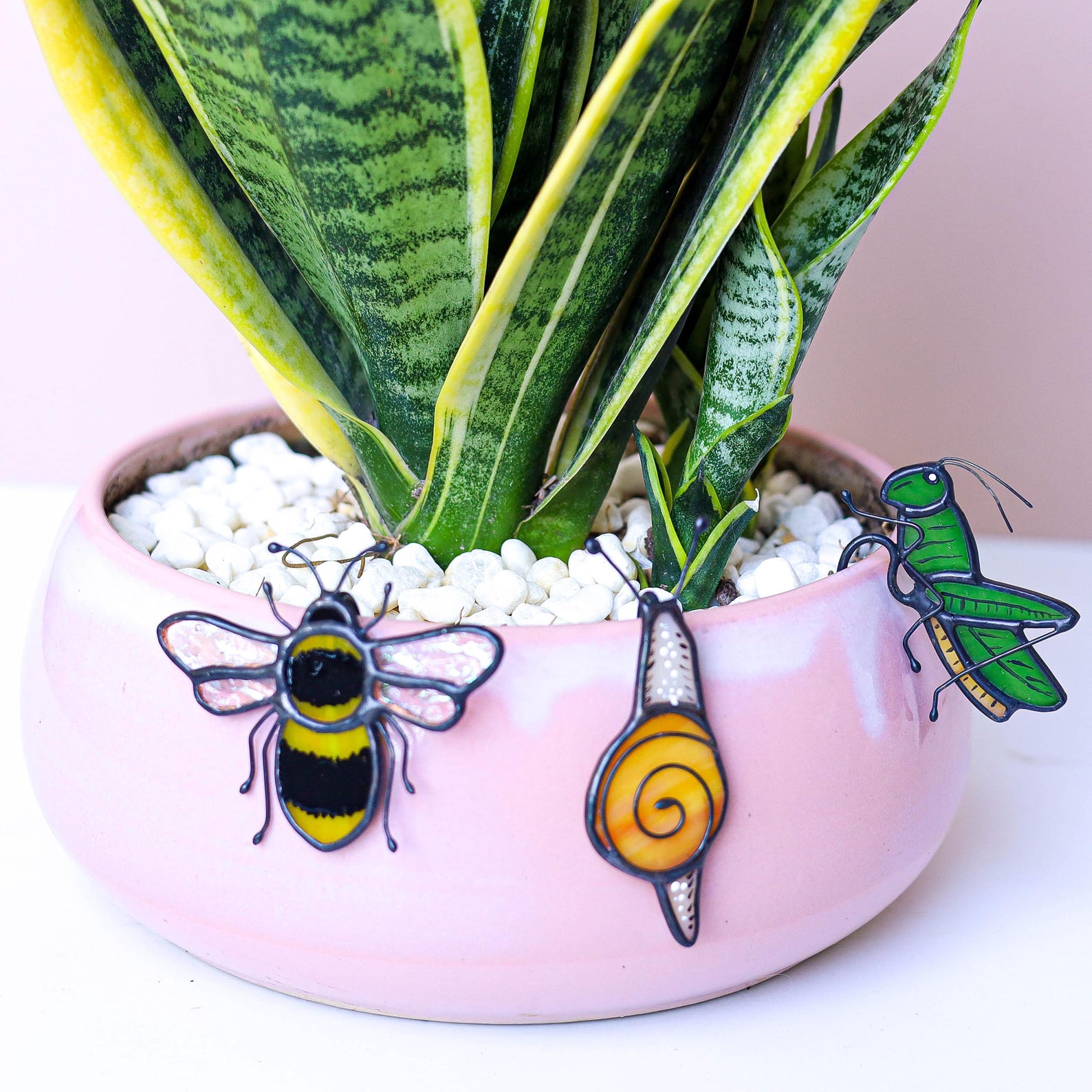 Stained Glass Bug Planter Pot Hugger - Garden Decor, Stained Glass ...