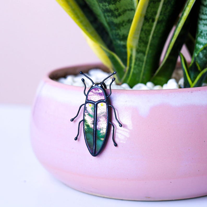 Stained Glass Bug Pot Hugger, Insect Planter Decor, Plant Mom Gift ...