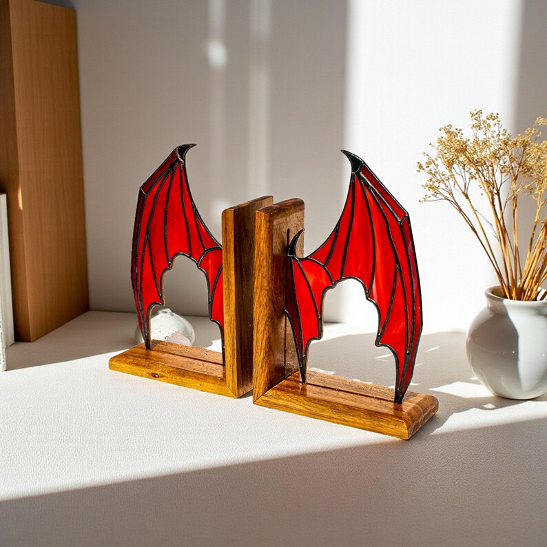Dragon Wing Bookends, Dark Academia Library Decor, Bookish Gift ...