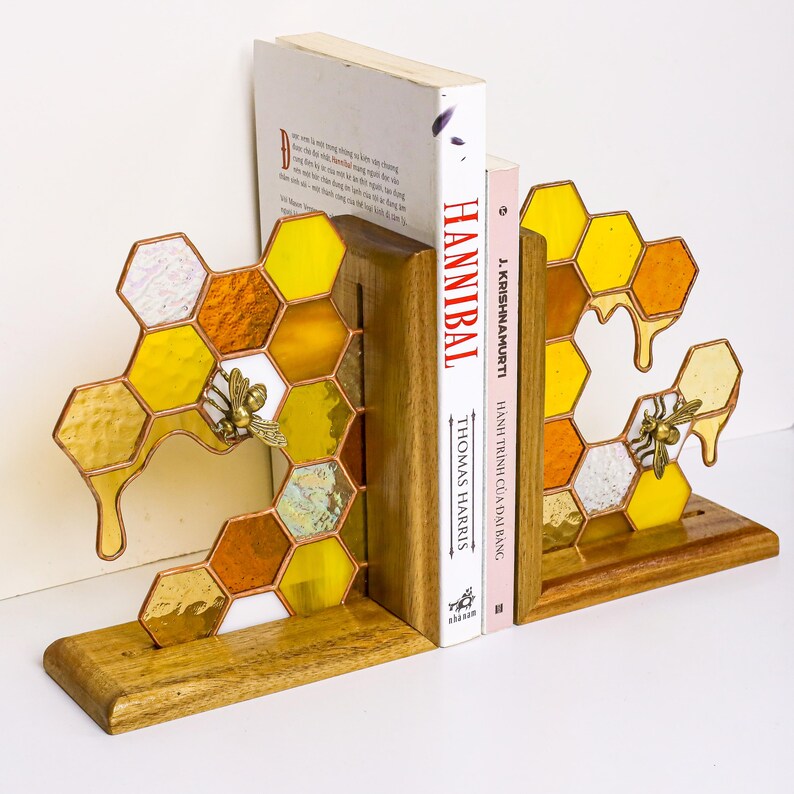 Stained Glass Beehive Bookends - Unique Gifts for Book Lovers & Bee ...