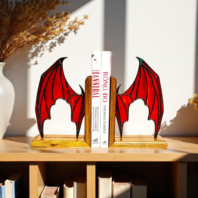 Dragon Wing Bookends, Dark Academia Library Decor, Bookish Gift ...