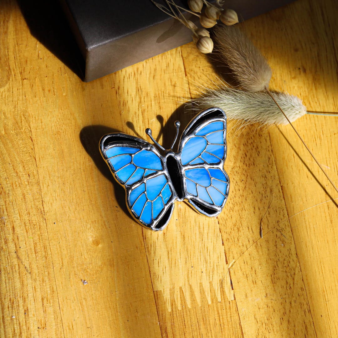 Handmade Butterfly Brooch - Stained Glass Butterfly Pin, Bridesmaid ...