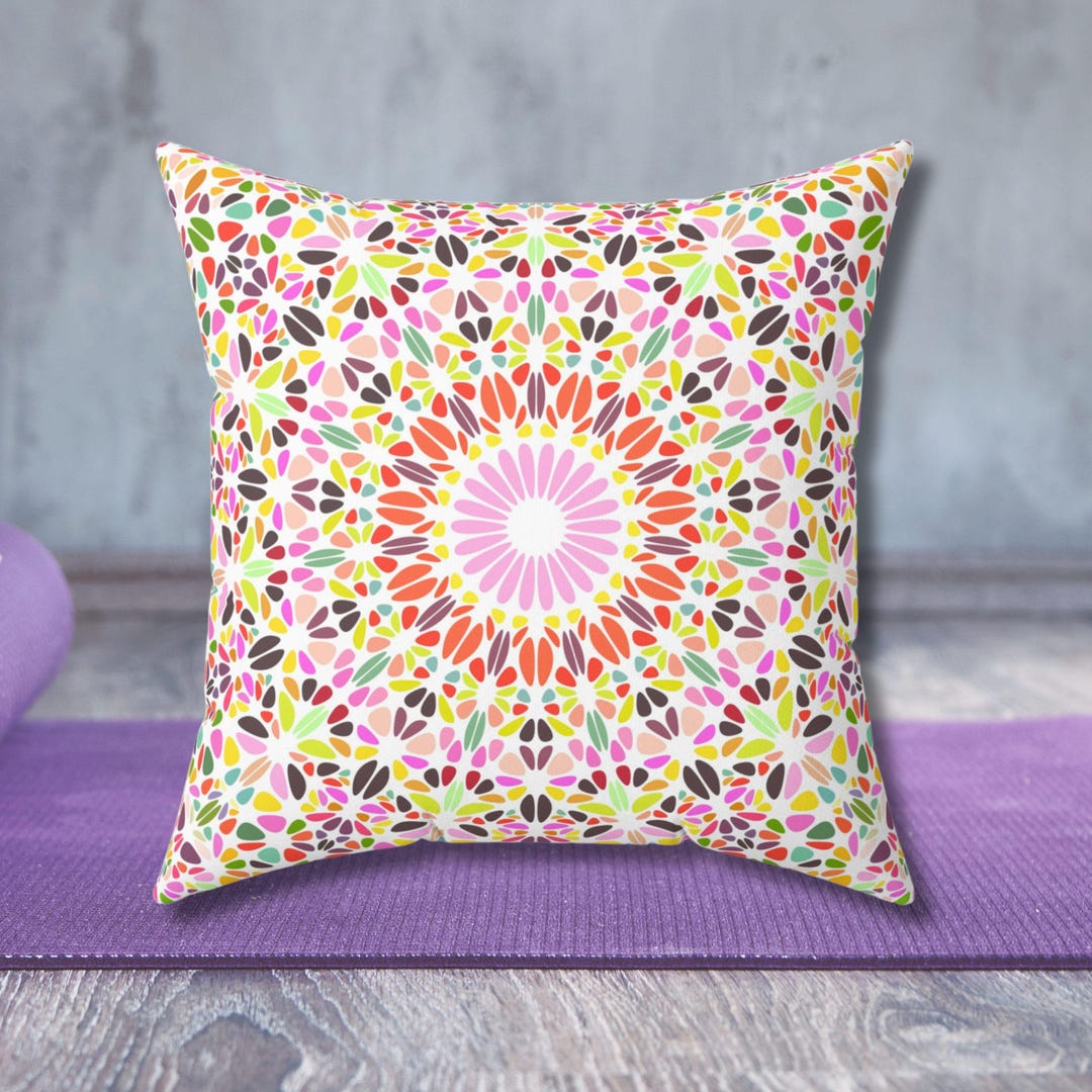 Colorful Mandala Throw Pillow: Zen Meditation Decor - Etsy