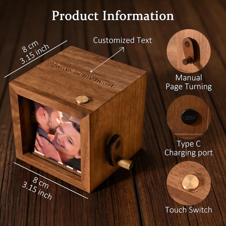 Personalized Photo Flipbook Animation Box, Custom Wooden Photo Book ...
