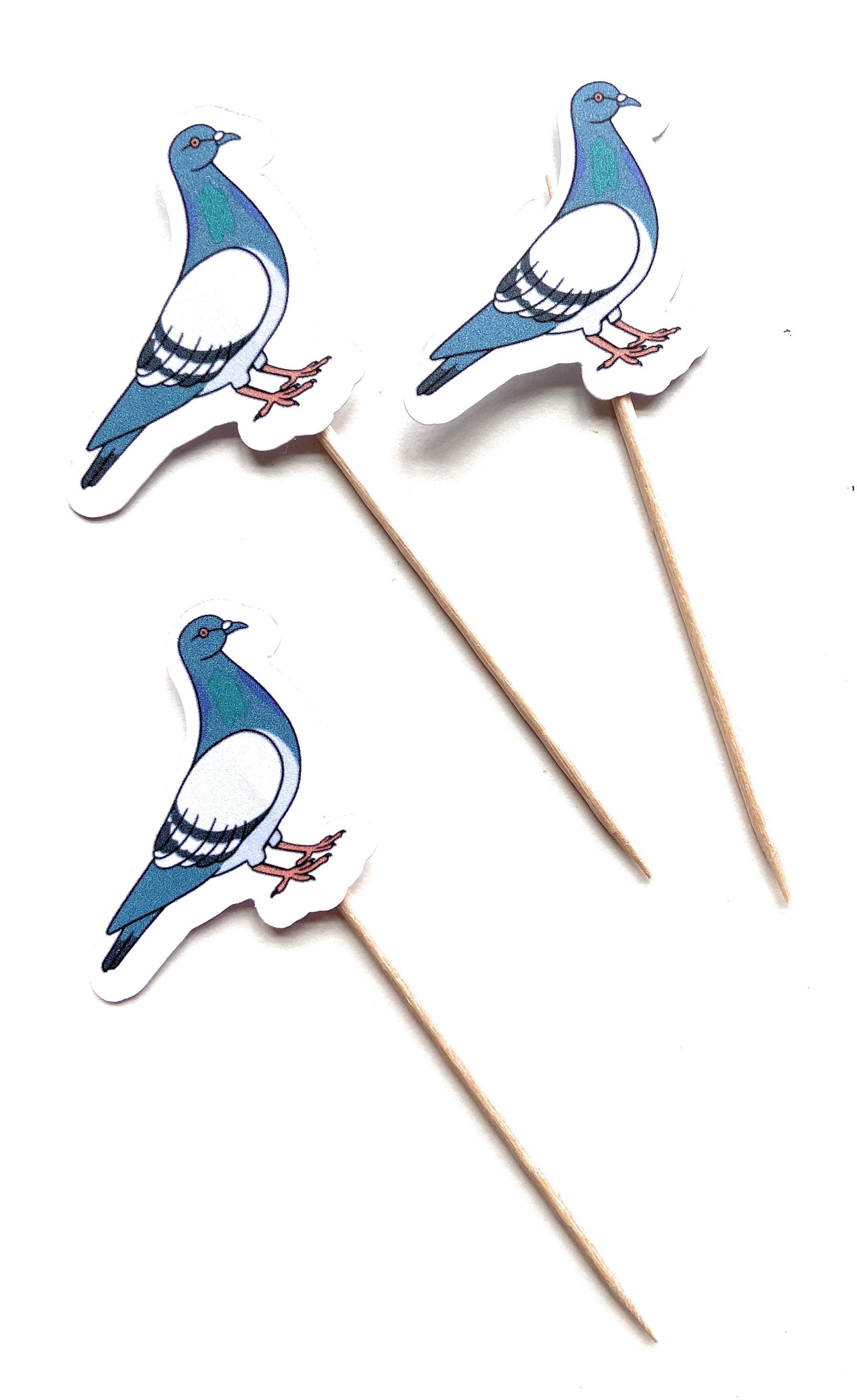 12 Pigeon Cake Toppers, Pigeon Cake Decorations, Nature Food Sticks ...