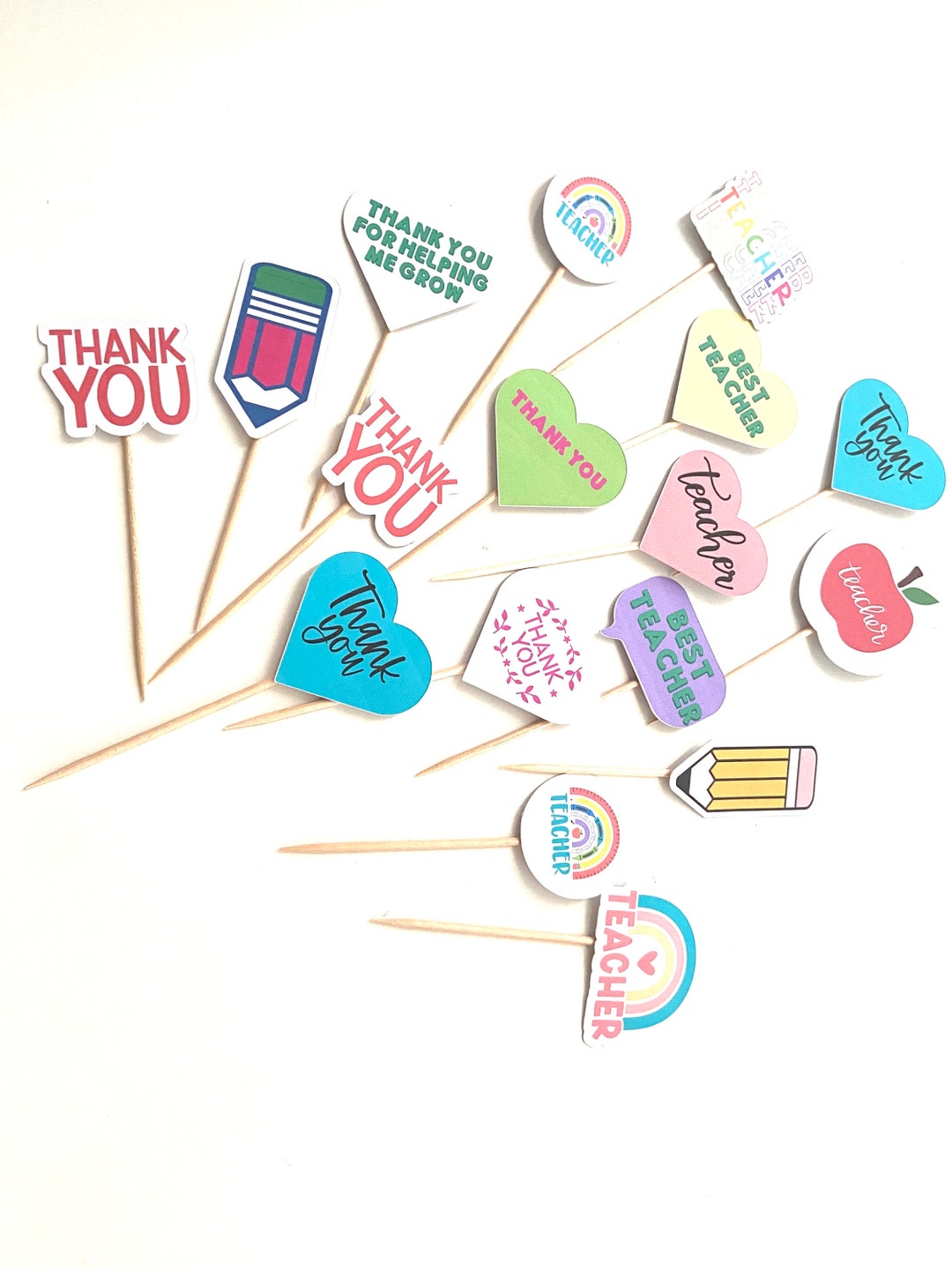 Teacher Cake Toppers, Thank You Teacher Gift, Cake Decoration End of ...
