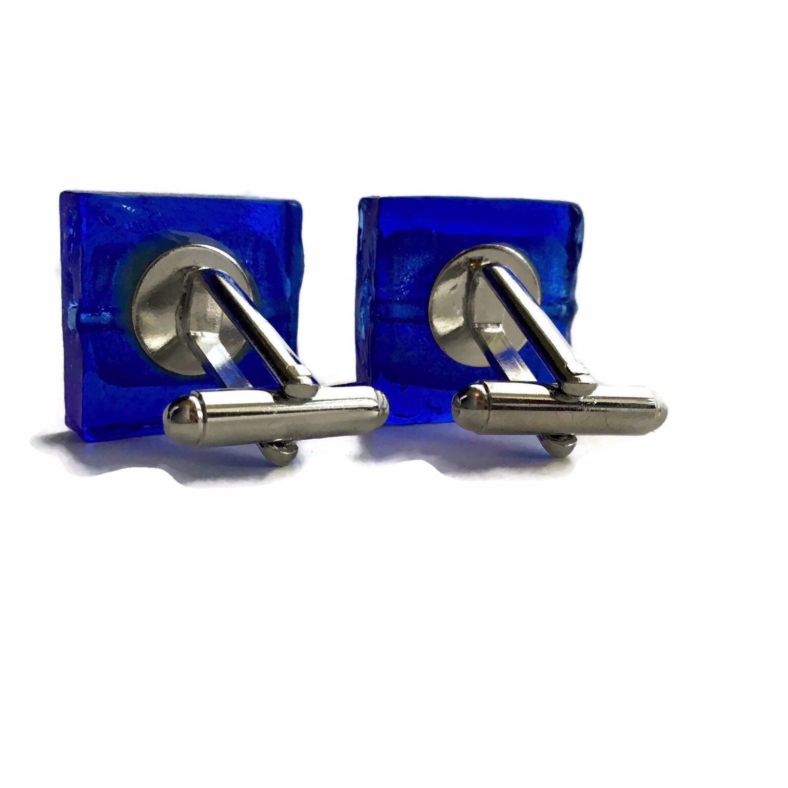 Murano Glass Cufflinks Large Blue Handmade Glass Cuff Links | Etsy UK