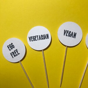 Food Allergy Label Cupcake Toppers, Vegetarian Food Label Cake Stick ...