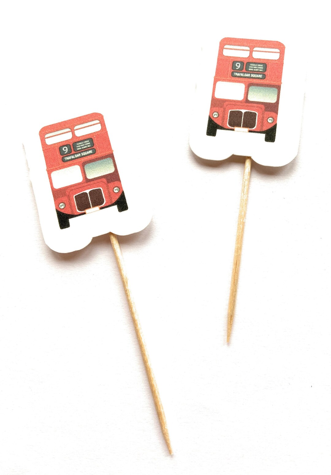 12 Bus Party Decorations, Red London Bus Cupcake Party Decor, Bus ...