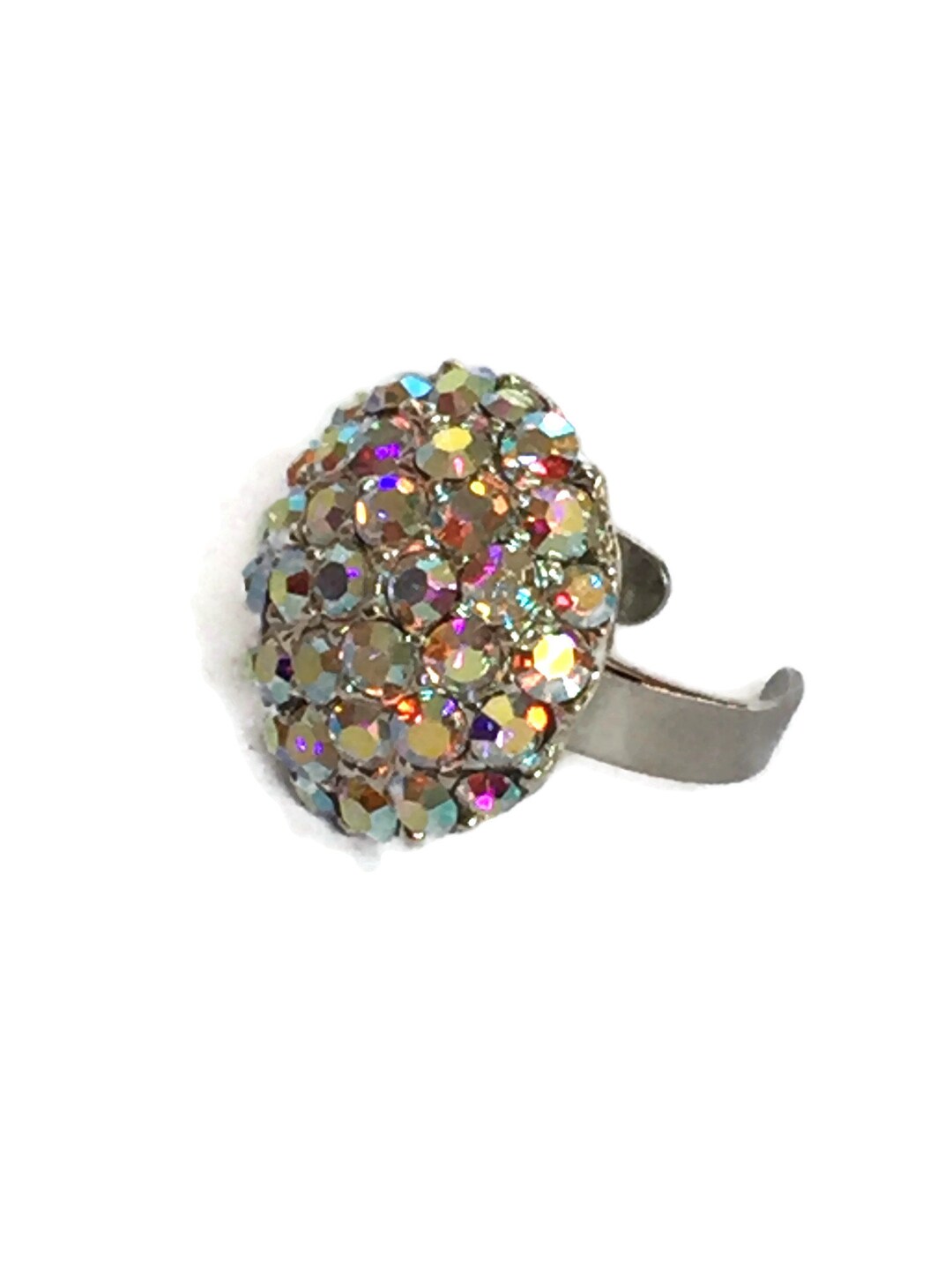 Rainbow Crystal Ring, AB Multi Colour Clear Diamante Crystal Costume ...
