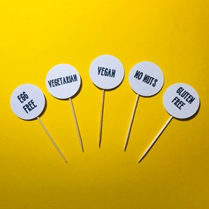 Food Allergy Label Cupcake Toppers, Vegetarian Food Label Cake Stick ...