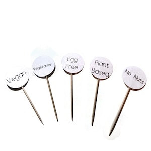 Food Allergy Label Cupcake Toppers, Vegetarian Food Label Cake Stick ...