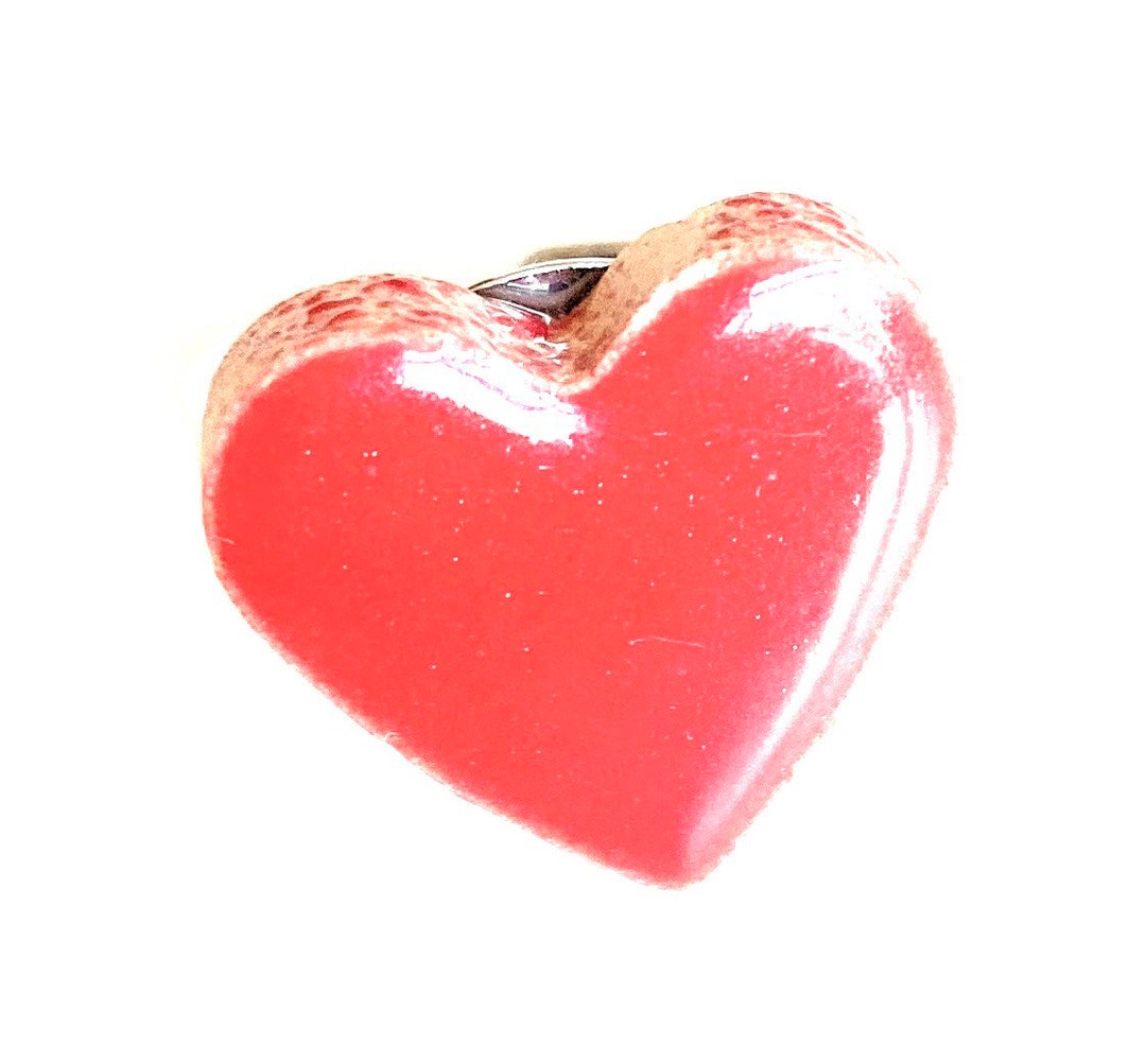 Valentine Red Heart Ring, Open Back Red Heart Gift, Adjustable ...