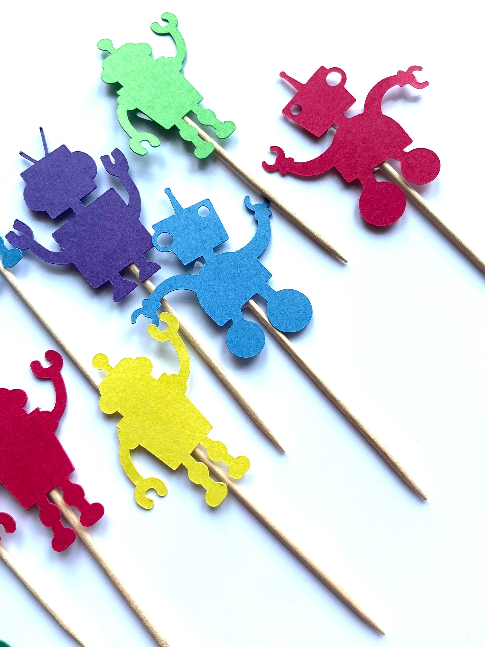 12 Robot Cake Toppers Robot Party Cupcake Topper Decorations - Etsy UK