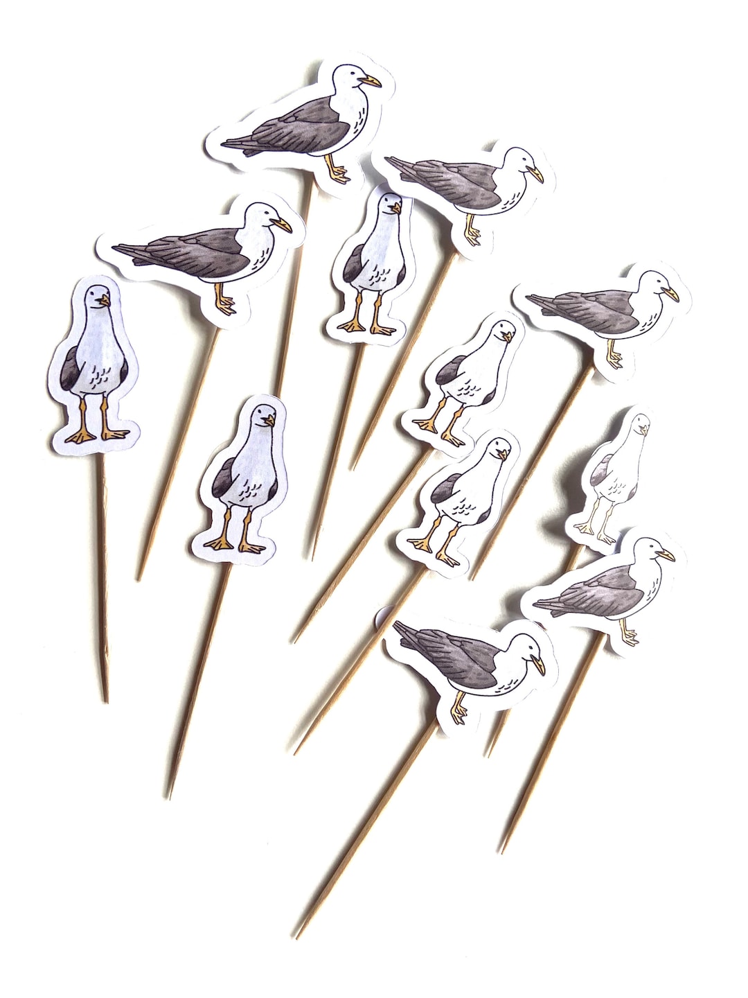 12 Bird Cake Toppers, Seagull Cake Decorations, Nature Food Sticks ...