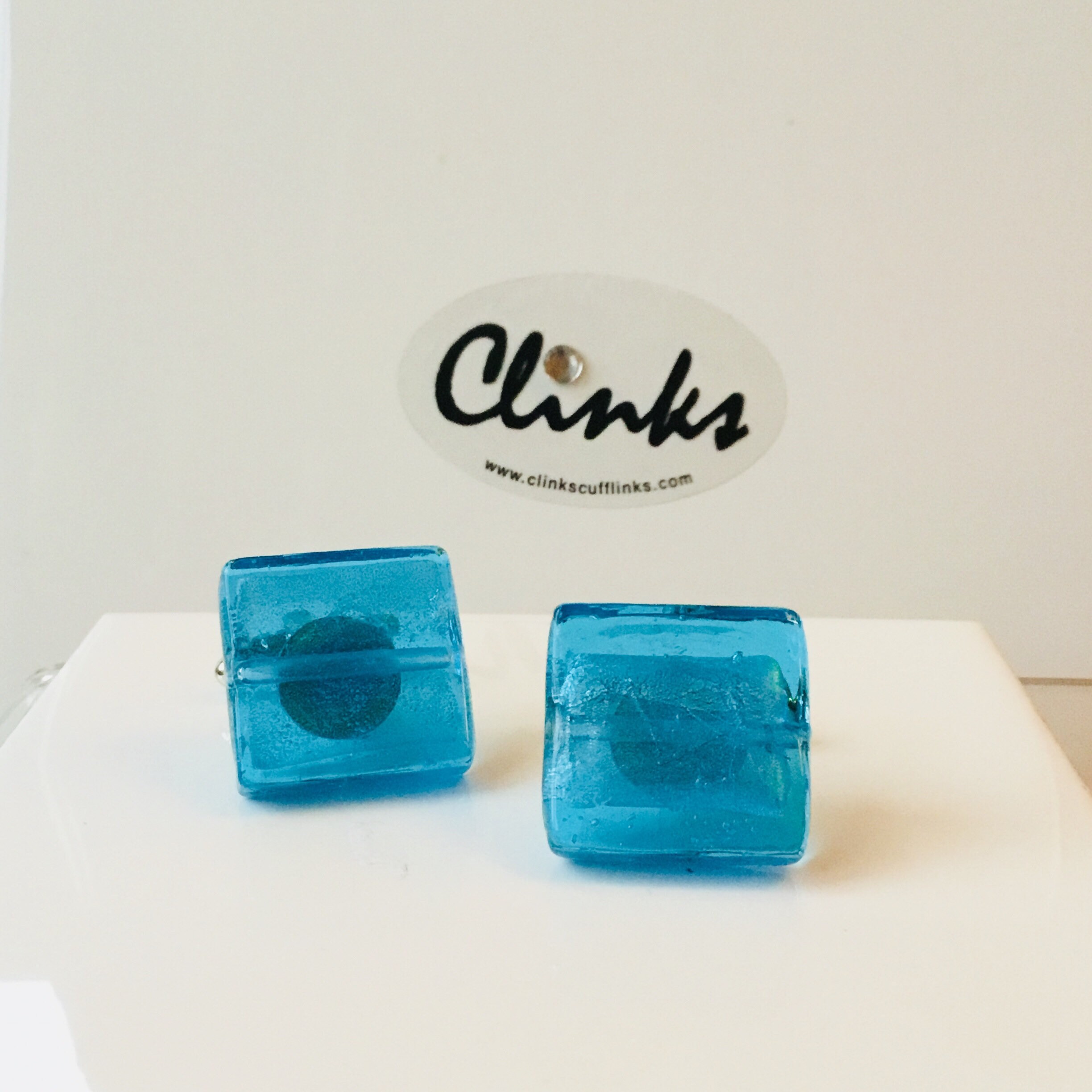 Murano Glass Cufflinks Large Blue Handmade Glass Cuff Links | Etsy UK