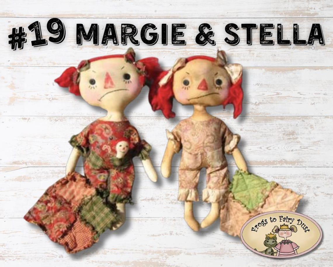 DIGITAL Prim Mad Margie and Stella Rag Dolls E-pattern - Grumpy Girls ...