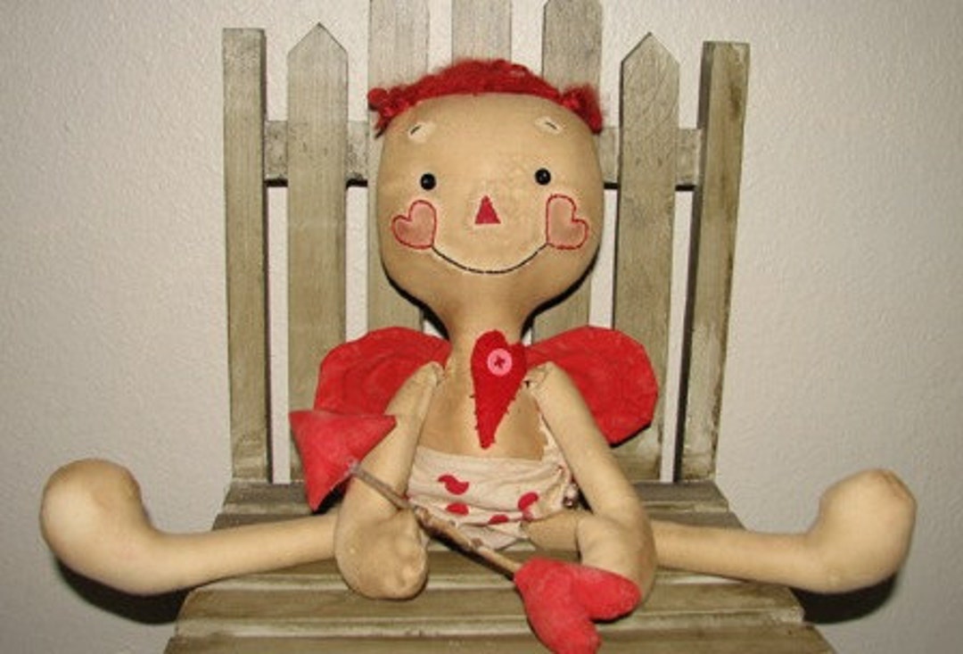 FTFD 12 Prim Cupid of Love Valentine's Day Decor Primitive Rag Doll E ...