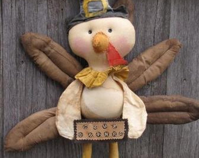 FTFD 46 Prim Thanksgiving Turkey With Pilgrim Hat Fall Raggedy Doll E ...