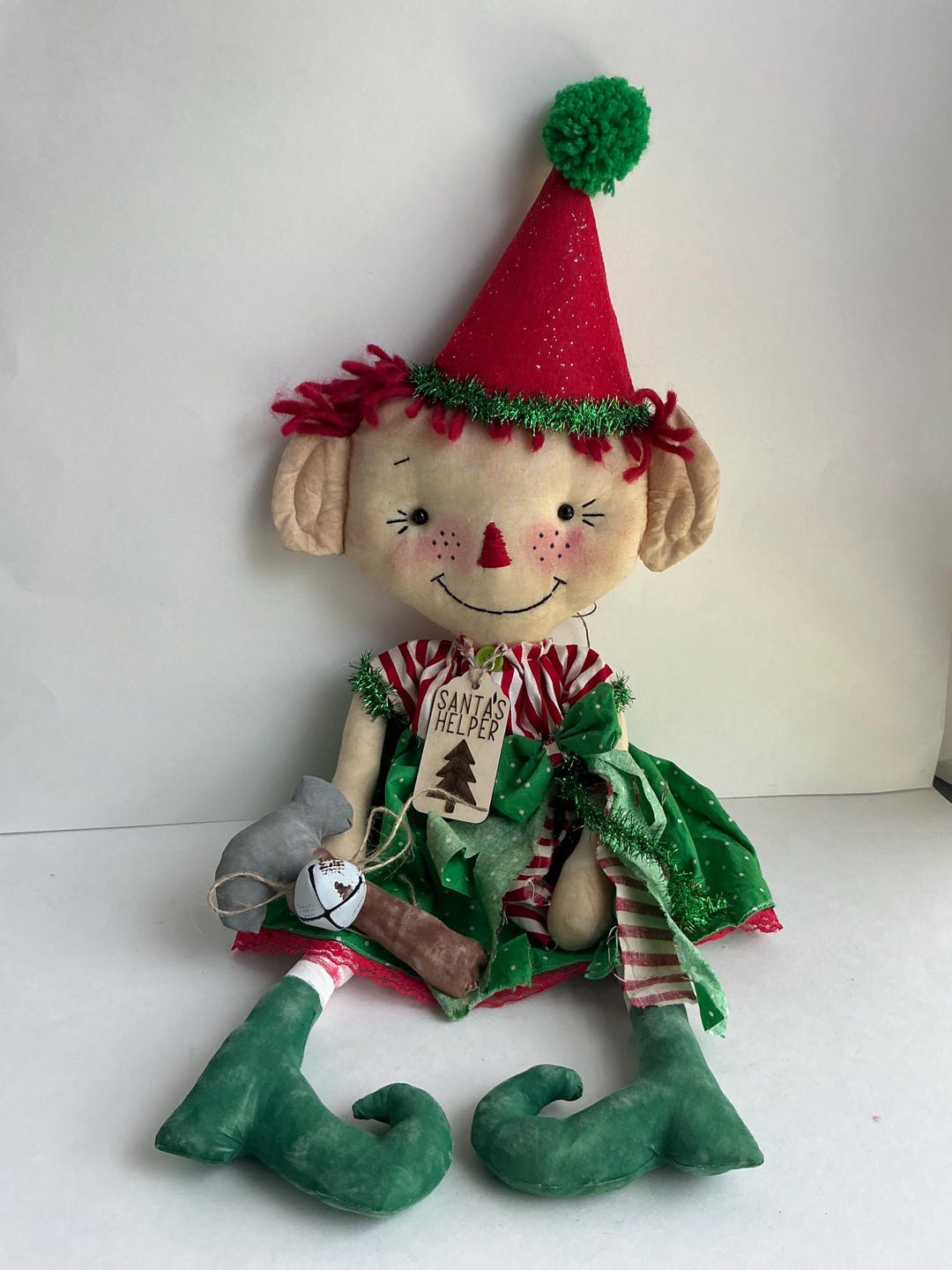 OOAK BIG 25 Inch HANDMADE Primitive Christmas Elf Raggedy Ann - Prim ...