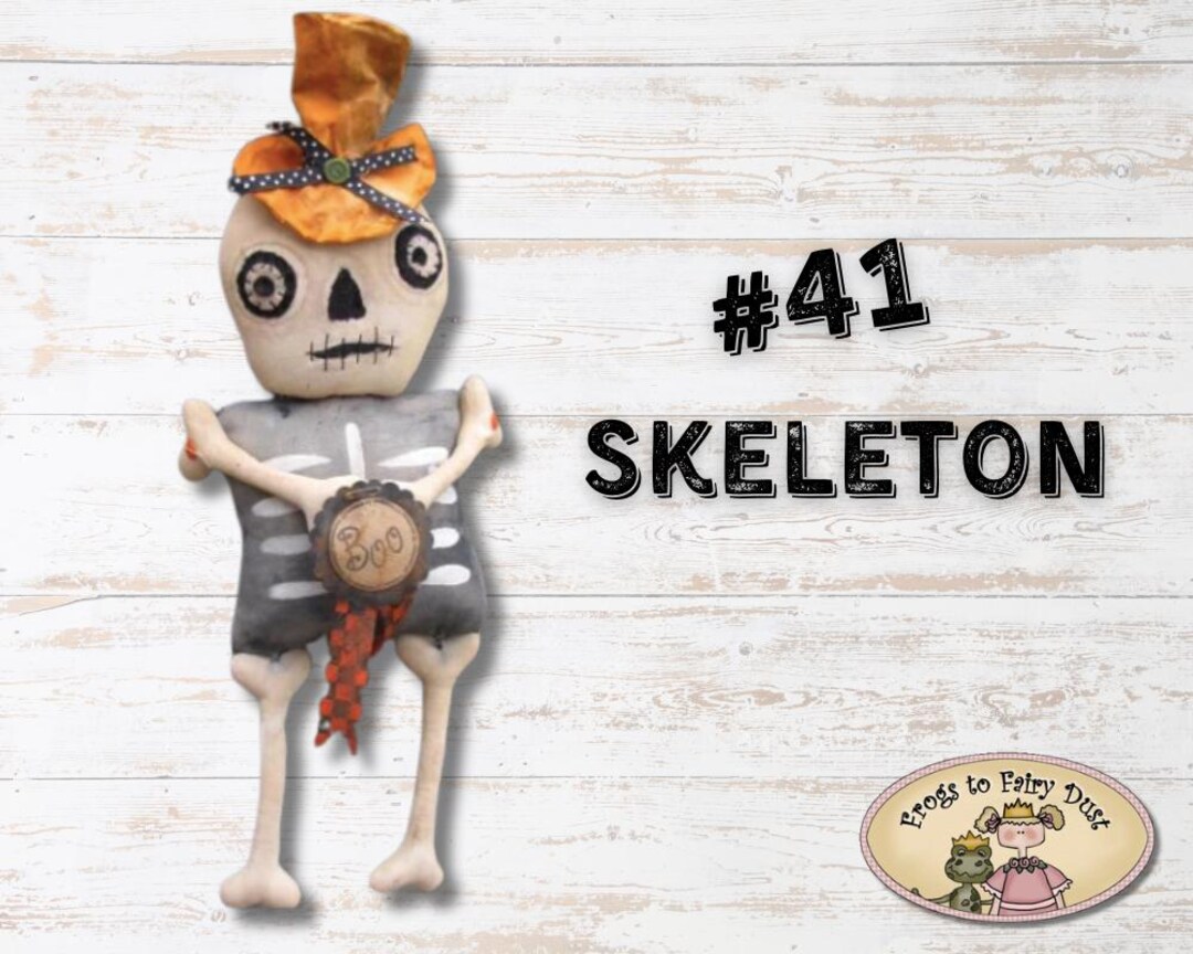 DIGITAL Prim Skeleton Rag Doll E-pattern - Halloween- Fall Decor ...