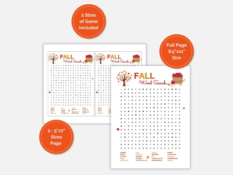 Fall Word Search, Autumn Word Search, Word Search Printable ...